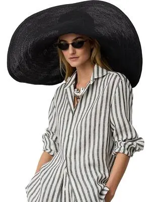 Ralph Lauren Capri Relaxed Fit Striped Linen Shirt - Black/white