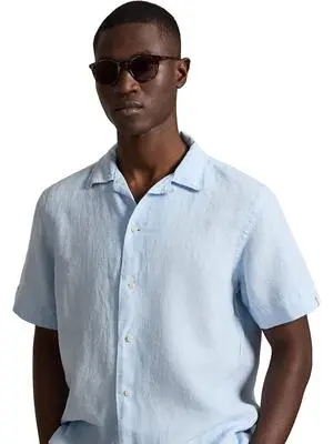 Ralph Lauren Classic Fit Linen Camp Shirt - Office Blue