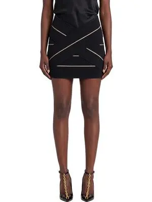 Balmain Striped Mini Skirt - Black