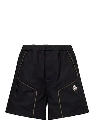 Moncler Cotton Shorts With Contrast Stitching - Black