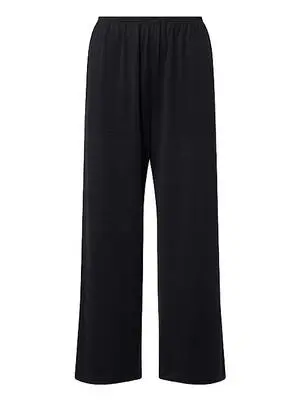 TOTEME Elasticated Straight-leg Cotton And Silk Trousers - Black