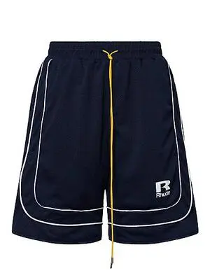 Rhude Logo Print Baggy Mesh Shorts - Navy