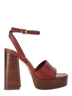 Steve Madden Floria Heeled Leather Sandals - Brown