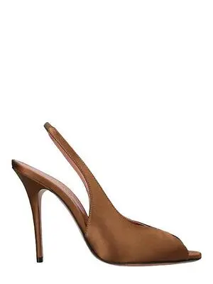 Amina Muaddi Kristina 105 Slingback Heels - Brown