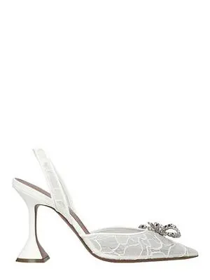 Amina Muaddi Rose 95 Lace Slingback Heels - White