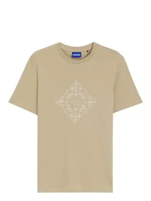 Hugo Crew-neck T-shirt In Breathable Cotton - Beige