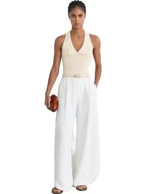 REISS Reiss Vera Collared Rib-Knit Vest Ivory