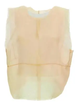 HUI MILANO Ciro Sheer Silk-organza Top - Neutrals