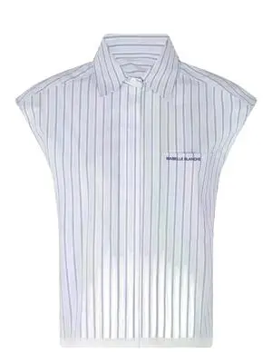 ISABELLE BLANCHE Striped Lace-trim Shirt - Blue