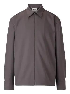 JIL SANDER Twill Zip-up Overshirt - Gray