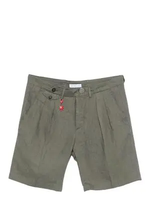 MANUEL RITZ Pleated Linen Shorts - Green