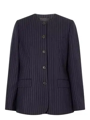 NILI LOTAN Gertrude Pinstripe Wool-twill Jacket - Blue