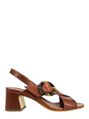 MADISON MAISON Block Heel Slingback Sandal - Cognac