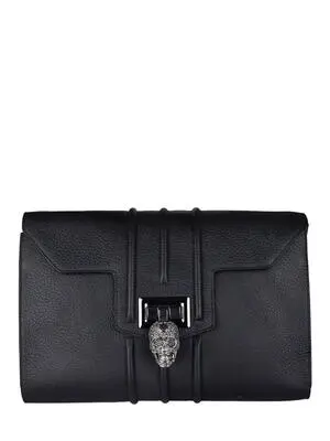 PHILIPP PLEIN Philipp Plein Rhinestone Skull Embellished Leather Shoulder Bag