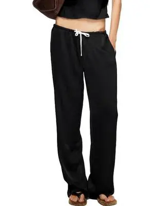 Lioness Satin Drawstring Pants Obsidian