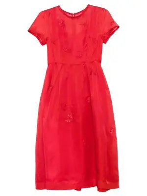 Shiatzy Chen Embroidered Midi Dress Red