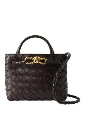 Bottega Veneta Mini Andiamo Intrecciato Leather Tote - Brown