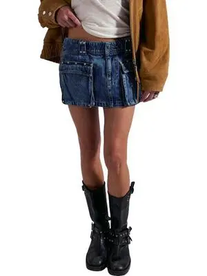 Free People Hera Stud Detail Denim Miniskirt - Juno