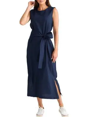 BRAVE+TRUE Turning Point Tie Waist Midi Dress - Navy