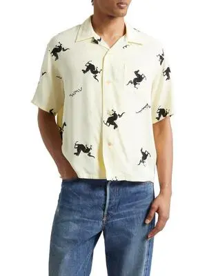 Visvim Crosby Horse Print Camp Shirt - Yellow