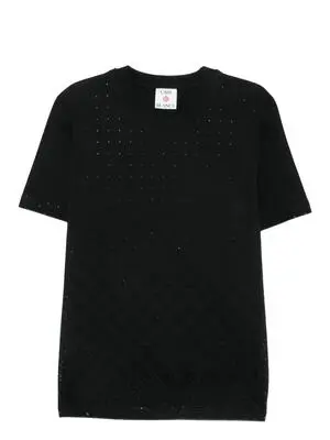 Casablanca Crystal-embellished Monogram-pattern T-shirt - Black