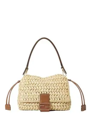FENDI Mama Baguette Woven Raffia Shoulder Bag