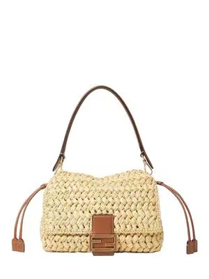 FENDI Mama Baguette Woven Raffia Shoulder Bag