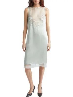 JULIE KEGELS Floral Cutwork Satin And Silk Organza Midi Dress - 4002 Mint