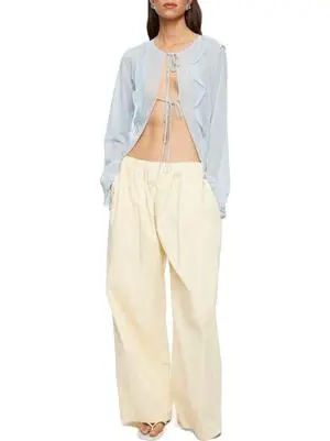 Lioness Tie Front Top - Mint Plaid