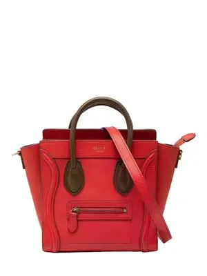 Celine 2014 Nano Bicolor Leather Luggage Tote Satchel - Brown