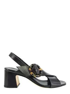 MADISON MAISON Buckle-detail Heeled Slingback Sandals - Black