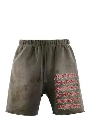 SAINT MXXXXXX Logo-print Track Shorts - Grey