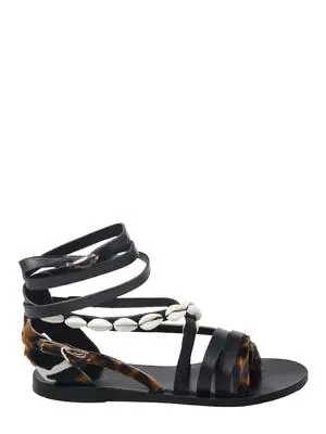 ANCIENT GREEK SANDALS Satira Shell-embellished Sandals - Black