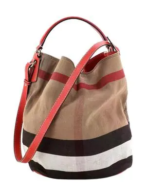 Burberry Ashby House Check Canvas Medium Bucket Bag - Brown