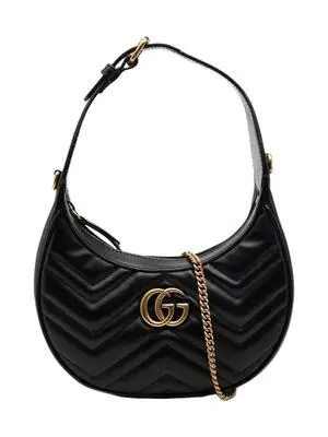 Gucci Mini Gg Marmont Half Moon Satchel 2016-2026 - Black