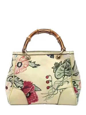 GUCCI 2016-2026 Limited Edition Mini Flora Bamboo Shopper Satchel