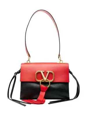 Valentino Garavani Small Colorblock Calfskin Vring Shoulder Bag - Red