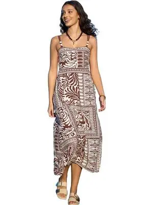 YUMI Printed Midi Dress - Brown