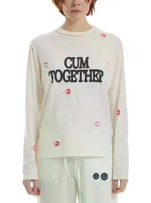 CARNE BOLLENTE Slogan-print Long-sleeve T-shirt - Neutrals