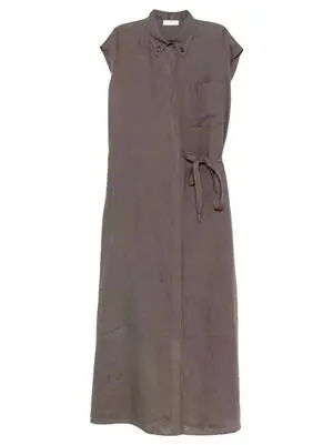 PANICALE Belted Sleeveless Midi Dress - Brown