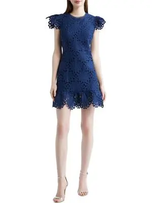 LAYERED WITH LOVE Lizzie Broderie Anglaise Minidress - Navy