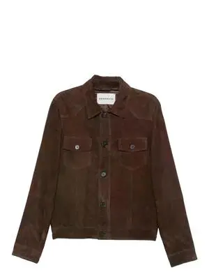 AMARANTO Suede Button-up Jacket - Brown