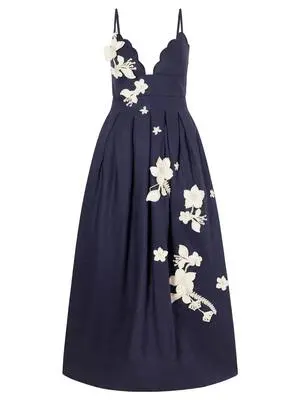Agua Bendita Sula Cauca Linen Floral Maxi Dress - Blue