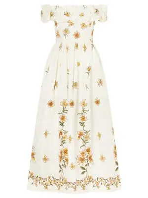 Agua Bendita Espliego Floral Linen Maxi Dress - Multi