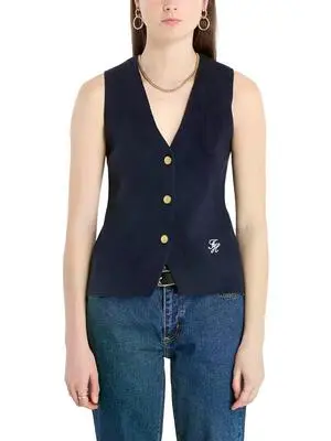 Tommy Hilfiger Logo-embroidered V-neck Waistcoat - Blue