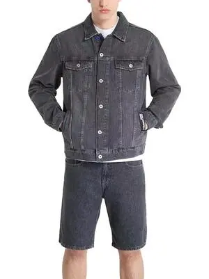 Karl Lagerfeld Regular-fit Logo-patch Denim Jacket - Grey