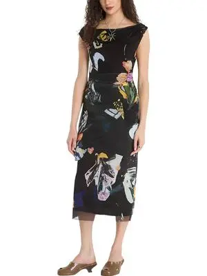 Desigual Graphic-print Midi Dress - Black
