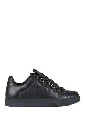 Balenciaga Arena Leather Sneakers With Gold Tone Hardware - Grey