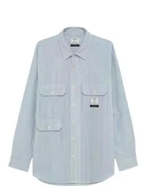 Engineered Garments Striped Seersucker-texture Shirt - Blue