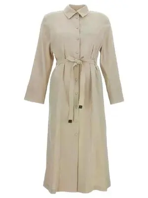 Max Mara Belted Button-down Dress - Neutrals